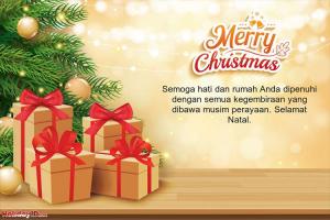 Kartu Ucapan Selamat Natal & Tahun Baru Pohon Pinus