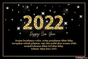 Kartu Ucapan Tahun Baru 2022 Berkilau Dan Emas