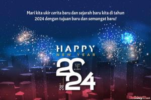Kartu Ucapan Selamat Tahun Baru Kembang Api 2024