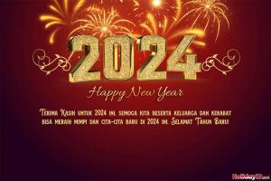 Buat Gambar Kartu Mewah Selamat Tahun Baru 2024