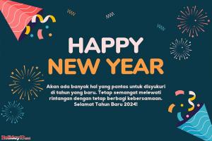 Kartu Ucapan Selamat Tahun Baru Kembang Api 2024