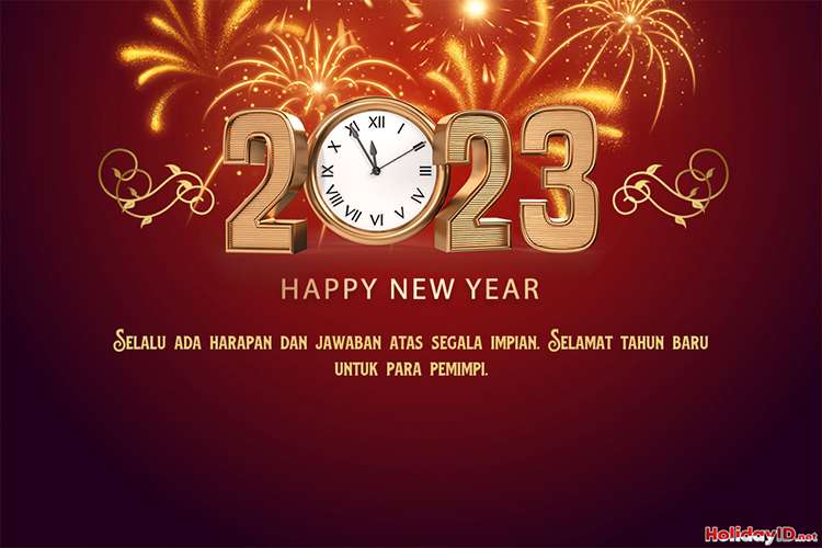 Kartu Ucapan Tahun Baru 2023 Berkilau Dan Emas